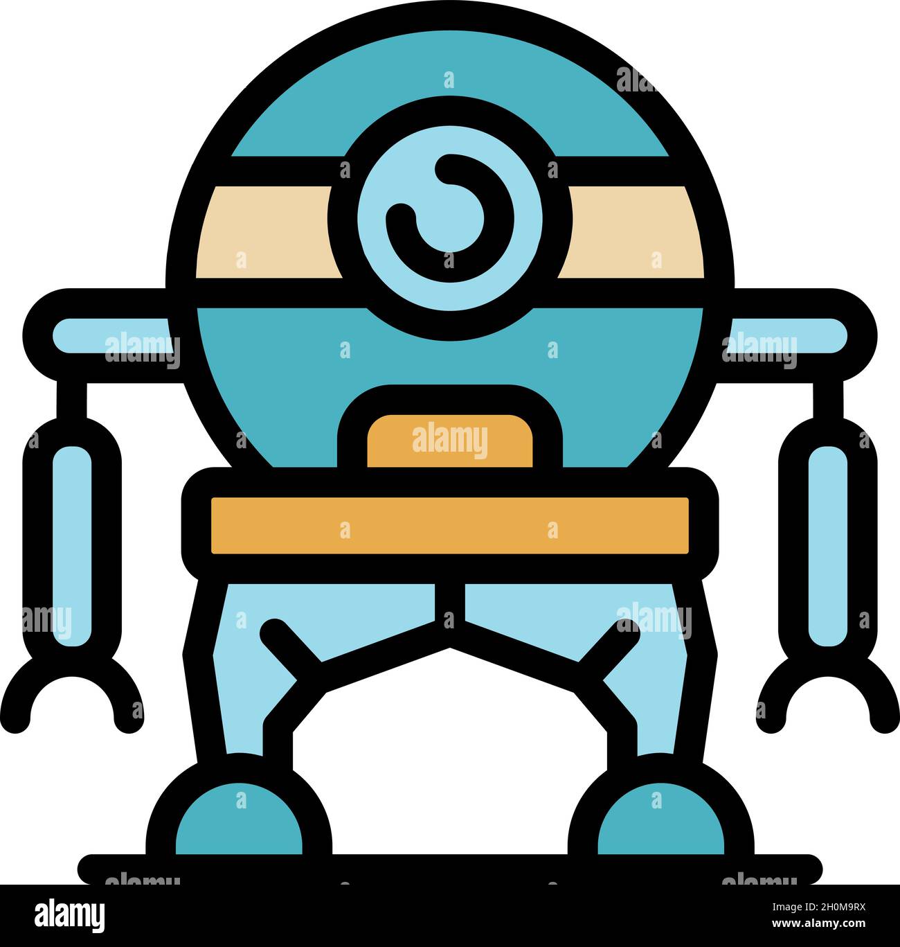 One eye robot icon. Outline one eye robot vector icon color flat ...