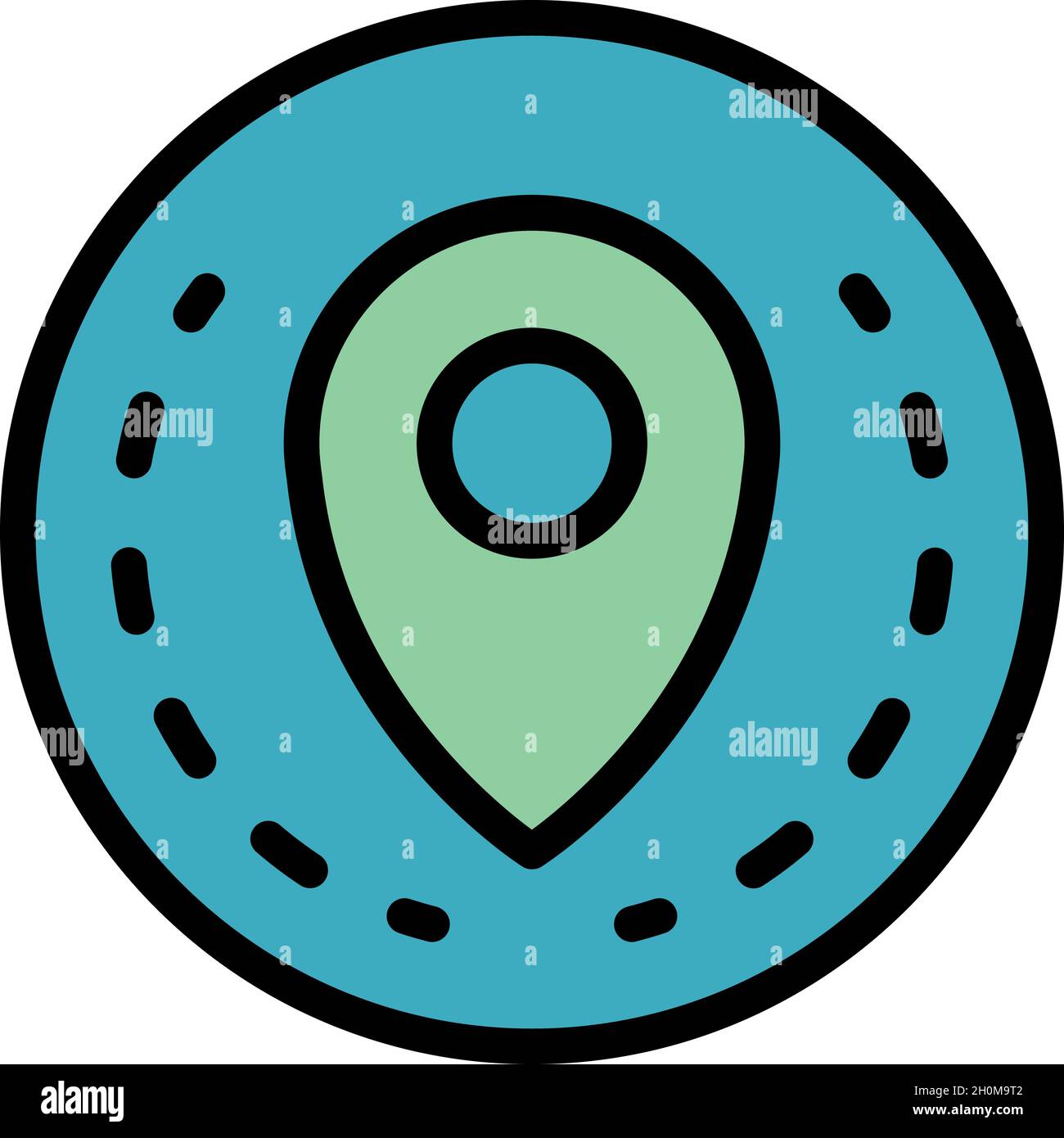 Circle location pin icon. Outline circle location pin vector icon color ...
