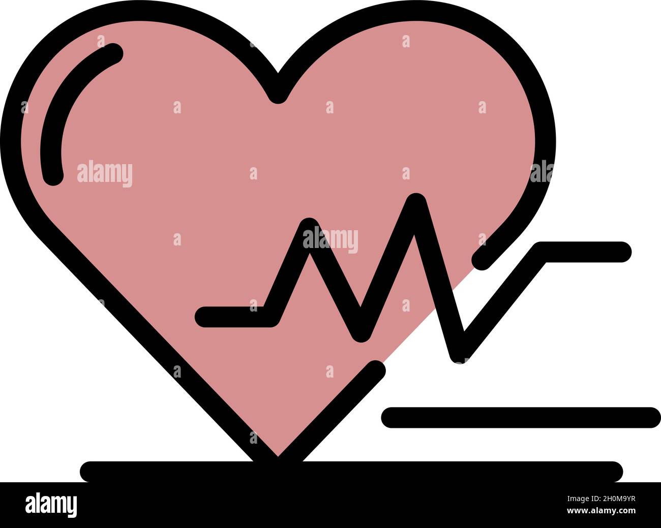 Heart rate icon. Outline heart rate vector icon color flat isolated ...