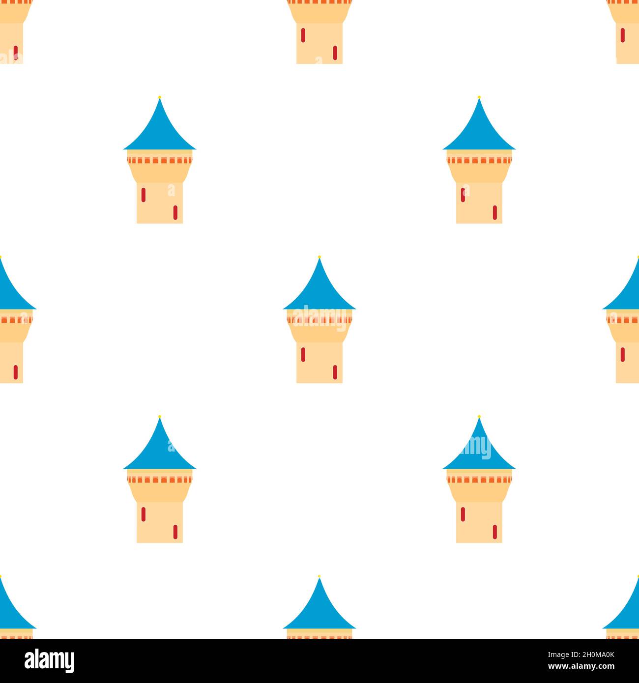 Castle tower with blue pointed dome pattern seamless background texture ...