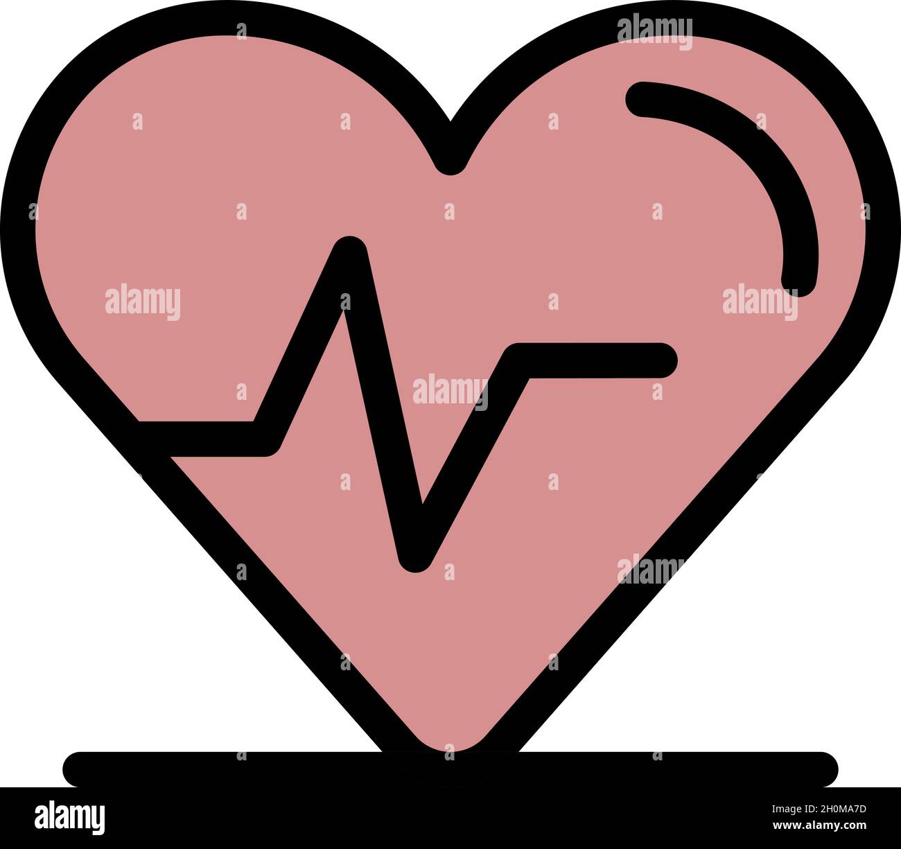 Heart rhythm icon. Outline heart rhythm vector icon color flat isolated ...