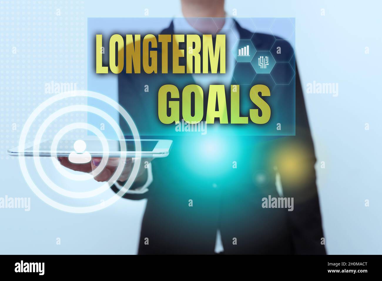 Hand writing sign Longterm Goals. Business idea Strategic target that ...