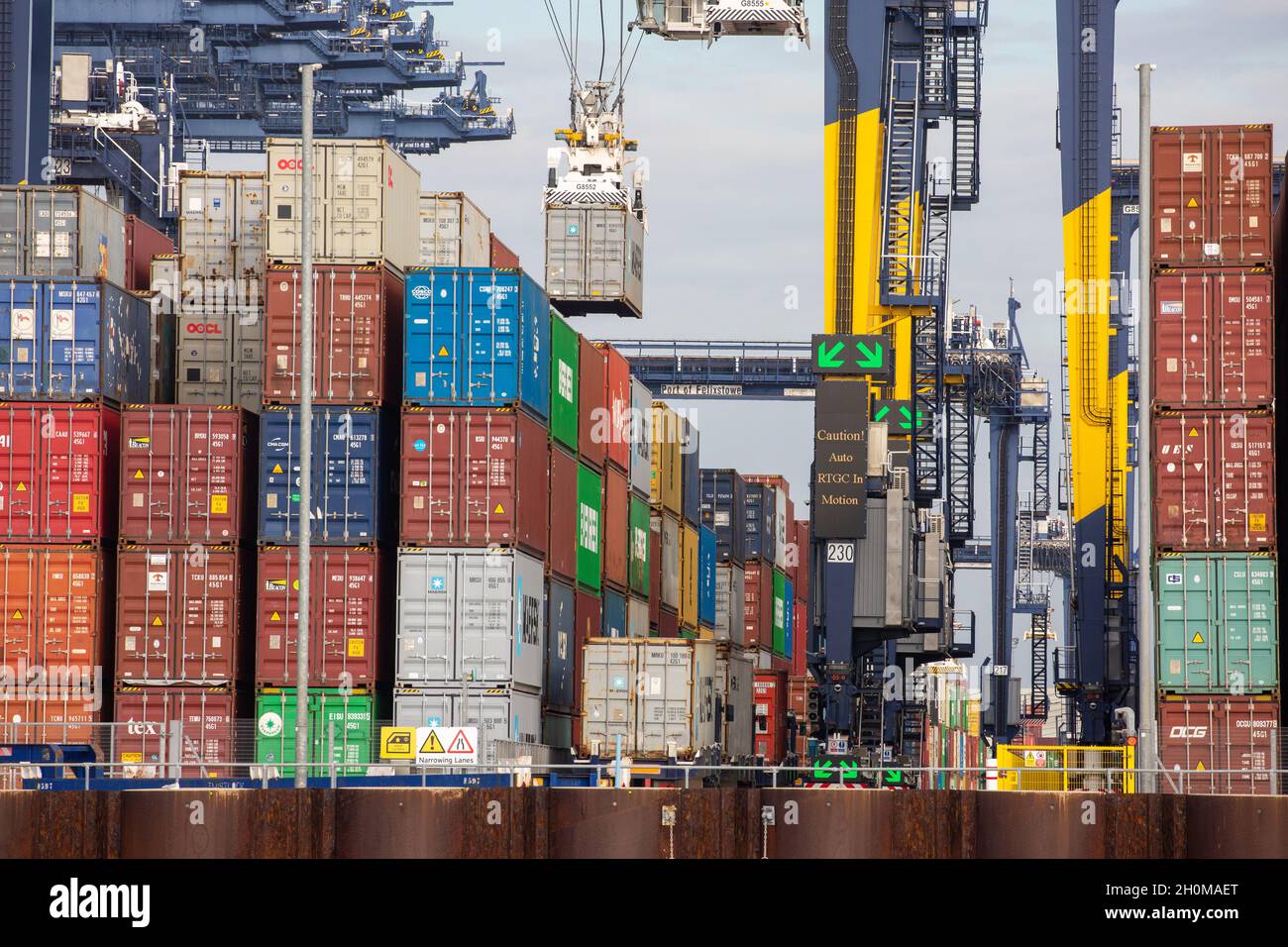 Picture dated October 12th shows towers of shipping containers in ...