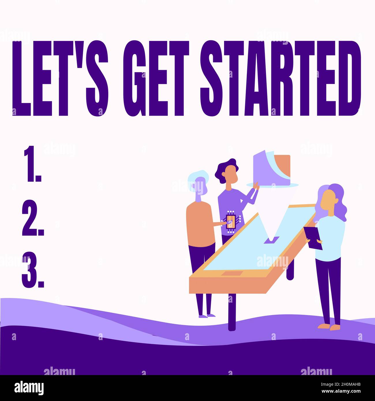 Text caption presenting Let S Get Started. Concept meaning encouraging someone to begin doing ...