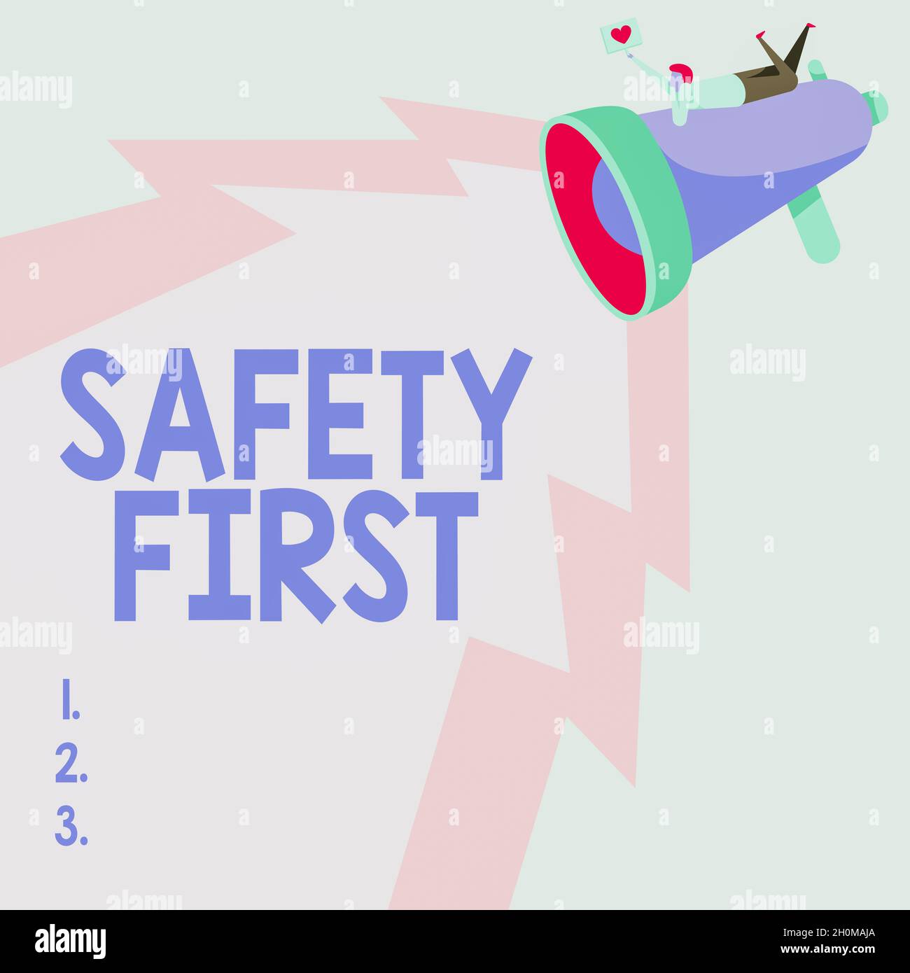 Conceptual caption Safety First. Word Written on used to say that the ...