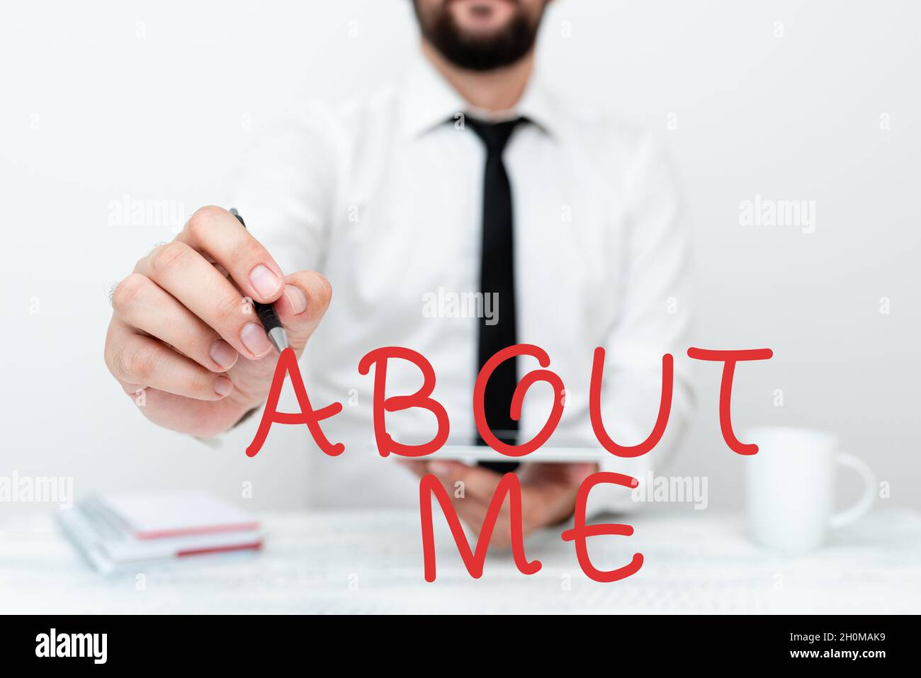 Hand writing sign About Me. Concept meaning telling someone list of ...