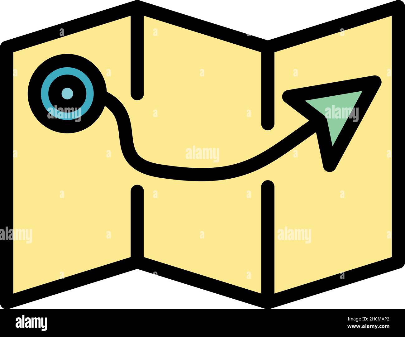 Travel paper map icon. Outline travel paper map vector icon color flat ...