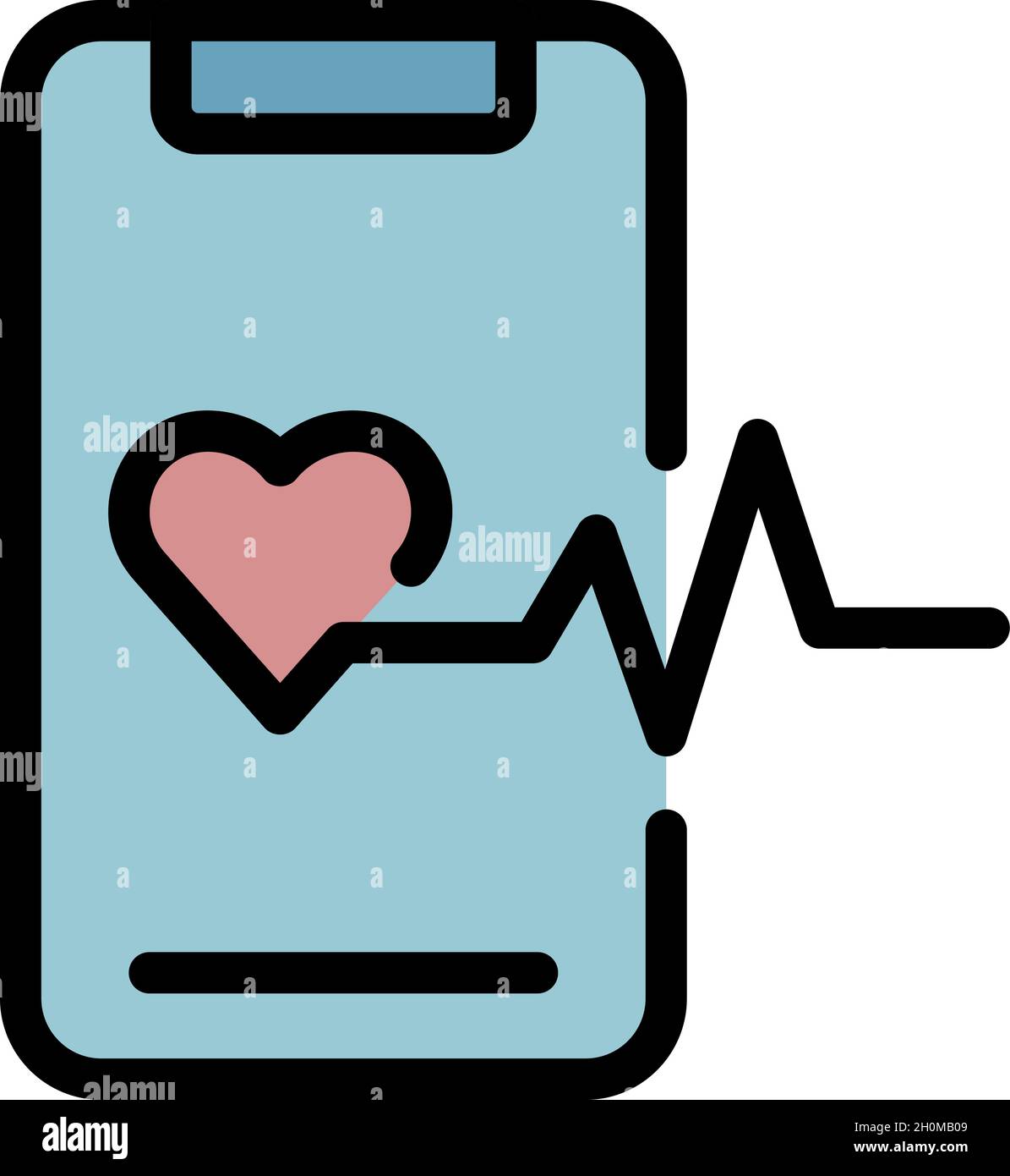 Smartphone heart monitoring icon. Outline smartphone heart monitoring ...
