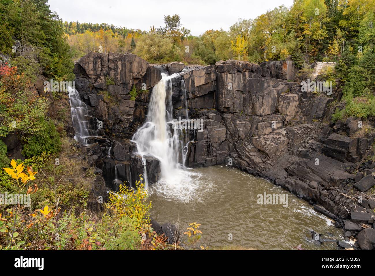 High Falls waterfall in Grand Portage State Park in the fall autumn ...