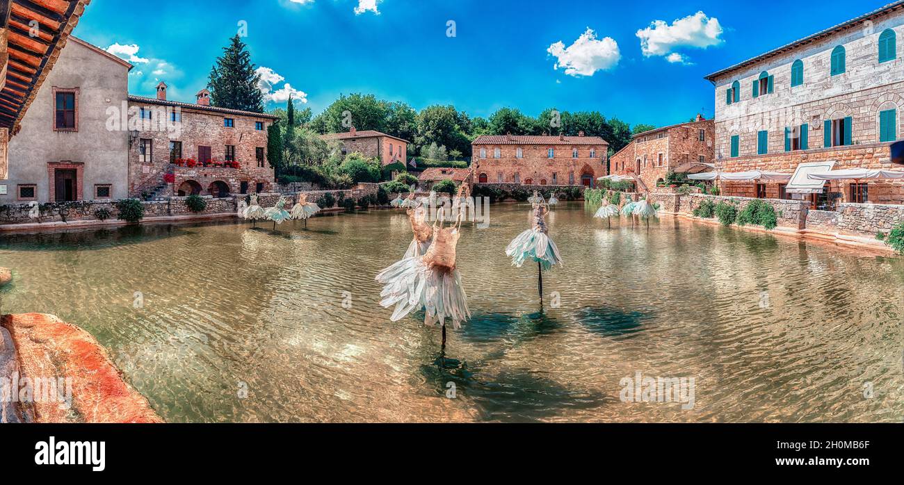 Panoramic view of the iconic medieval thermal baths, major landmark and ...