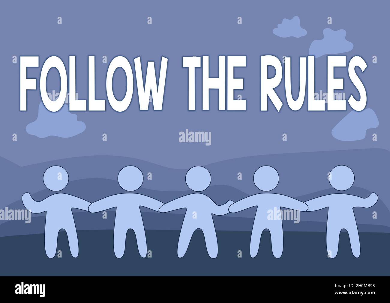 Hand writing sign Follow The Rules. Word for go with regulations ...