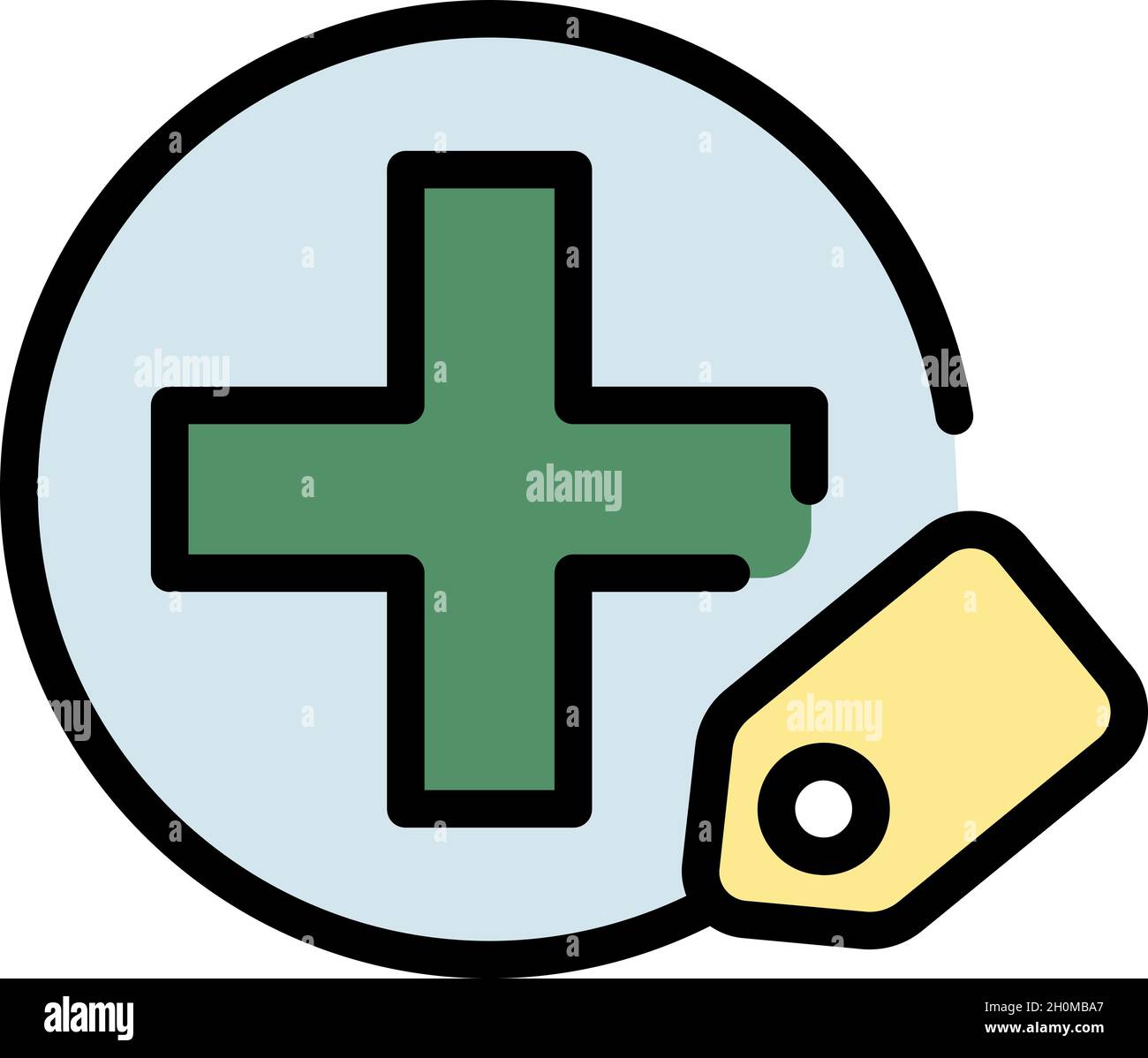 Medical cross and label icon. Outline medical cross and label vector ...