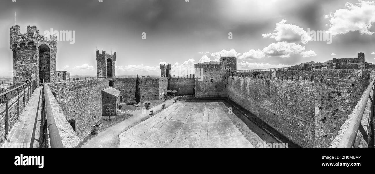 Interior panoramic view of a medieval italian fortress, iconic landmark ...