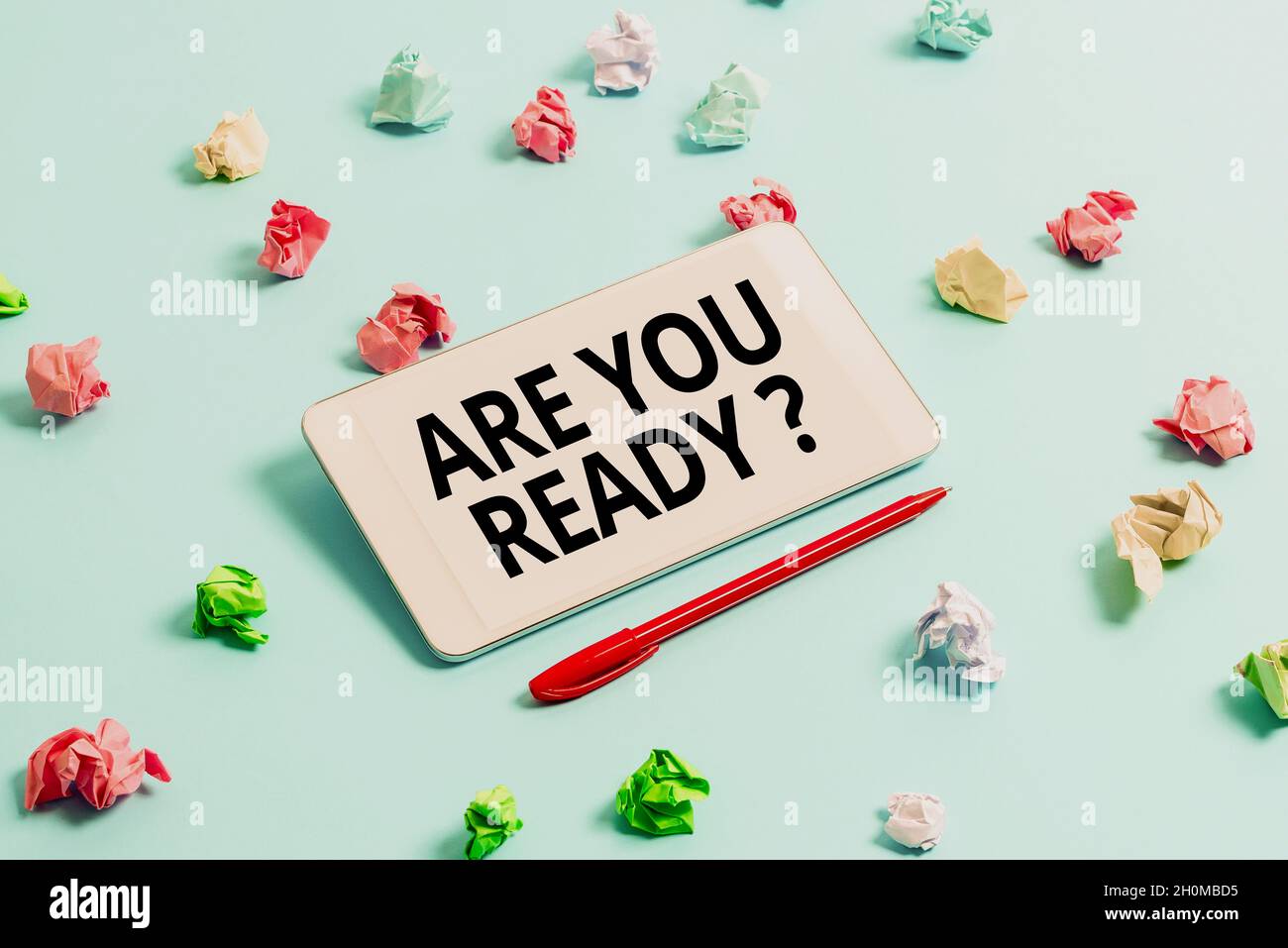 Hand writing sign Are You Ready Question. Business showcase used ...