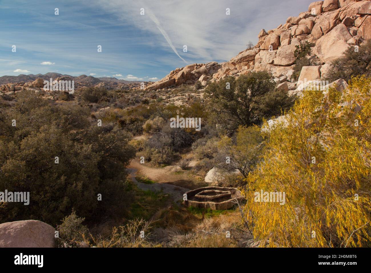Wildlife watering trough near Barker Dam at Joshua Tree National park ...