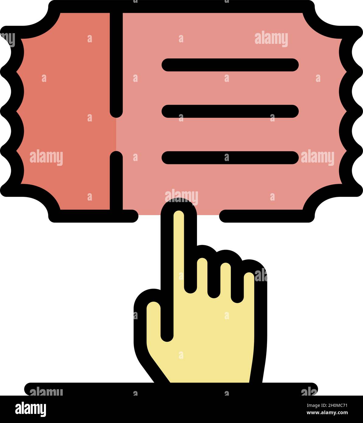 Ticket check icon. Outline ticket check vector icon color flat isolated ...