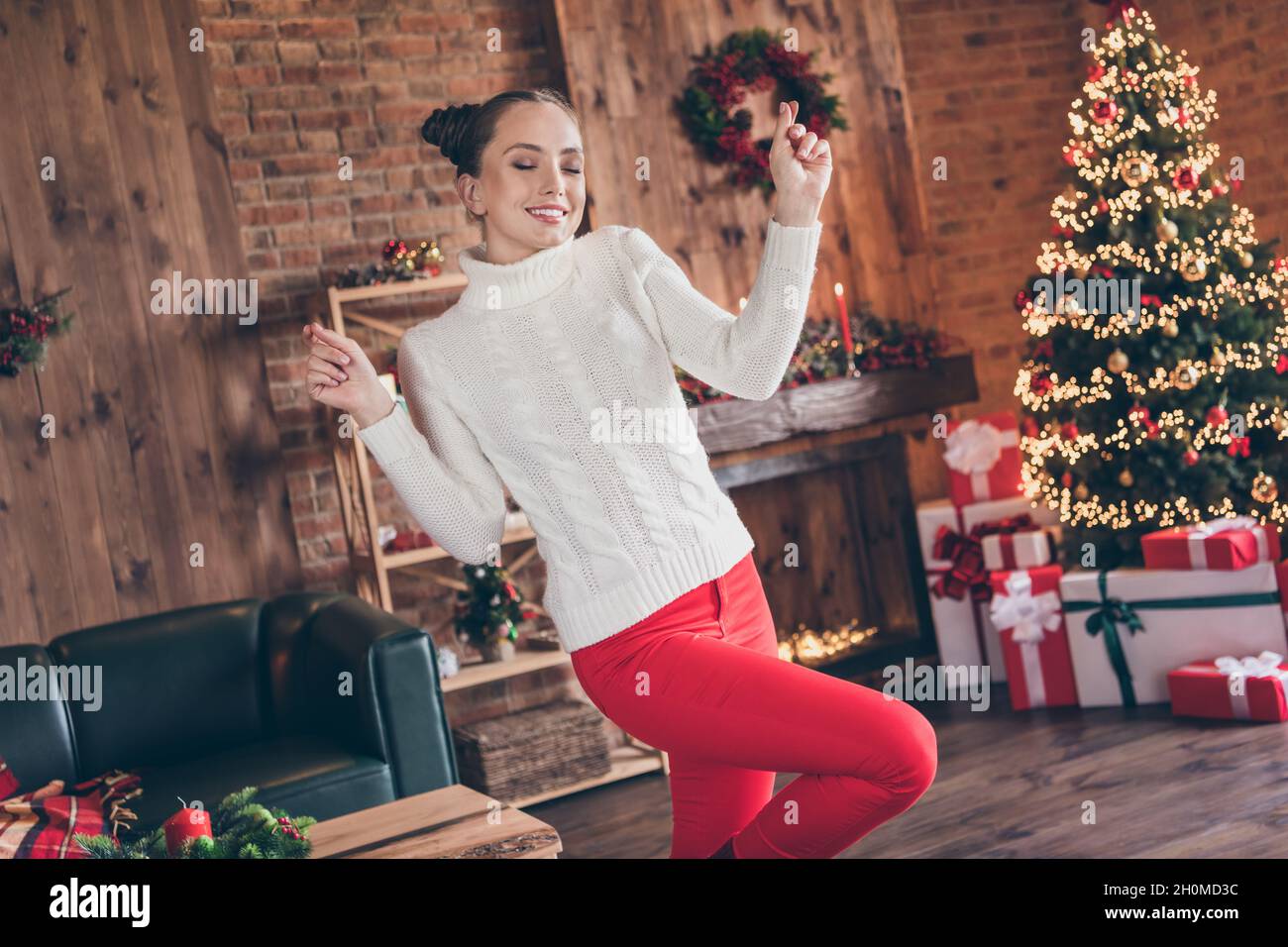 Photo of young girl happy positive smile have fun dance party celebrate ...