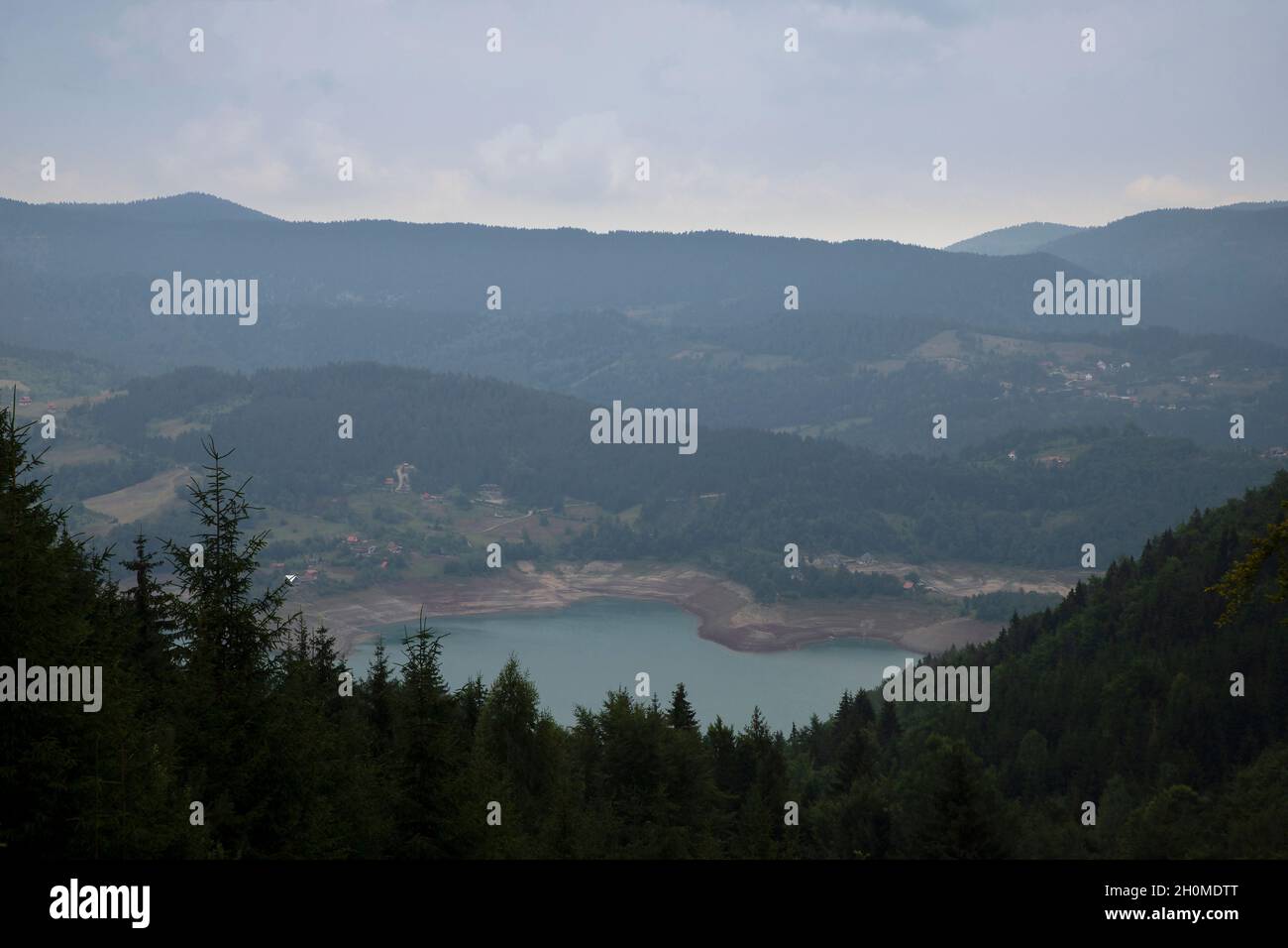 Serbia - View from above of Lake Zaovine on the Mountain Tara Stock ...