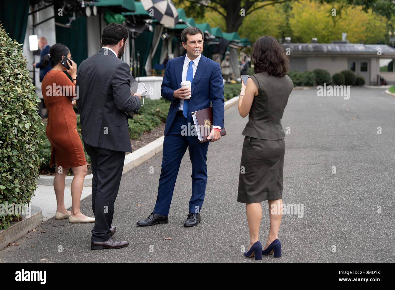 United States Secretary of Transportation Pete Buttigieg speaks with ...