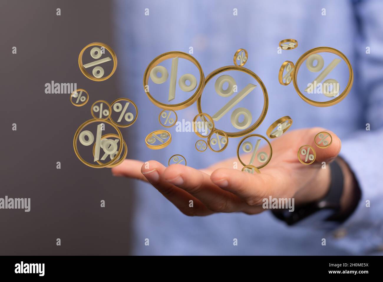 Hand holding 2d icons Stock Photo - Alamy