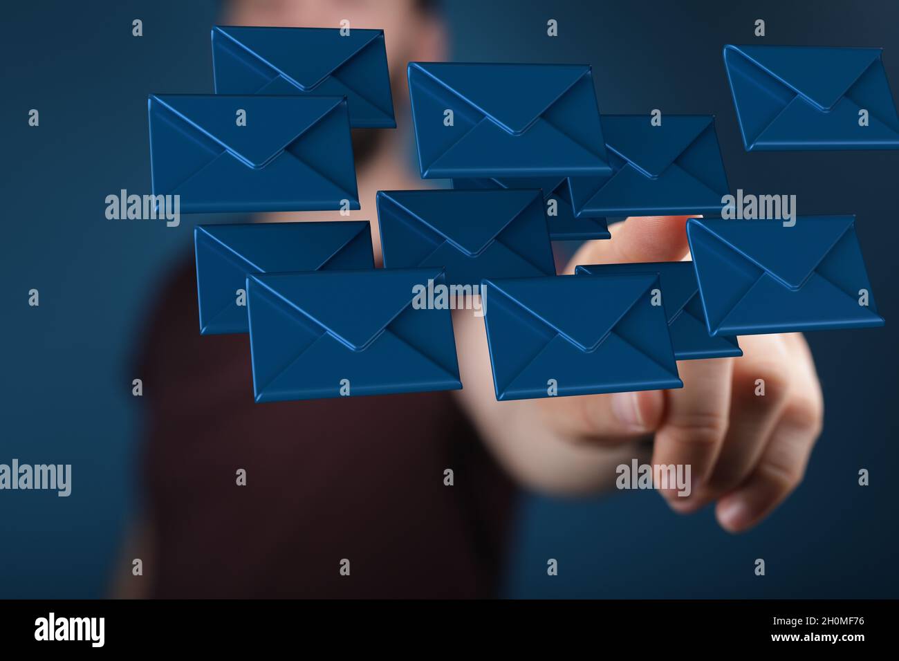 Hands holding rendered mail icons Stock Photo - Alamy