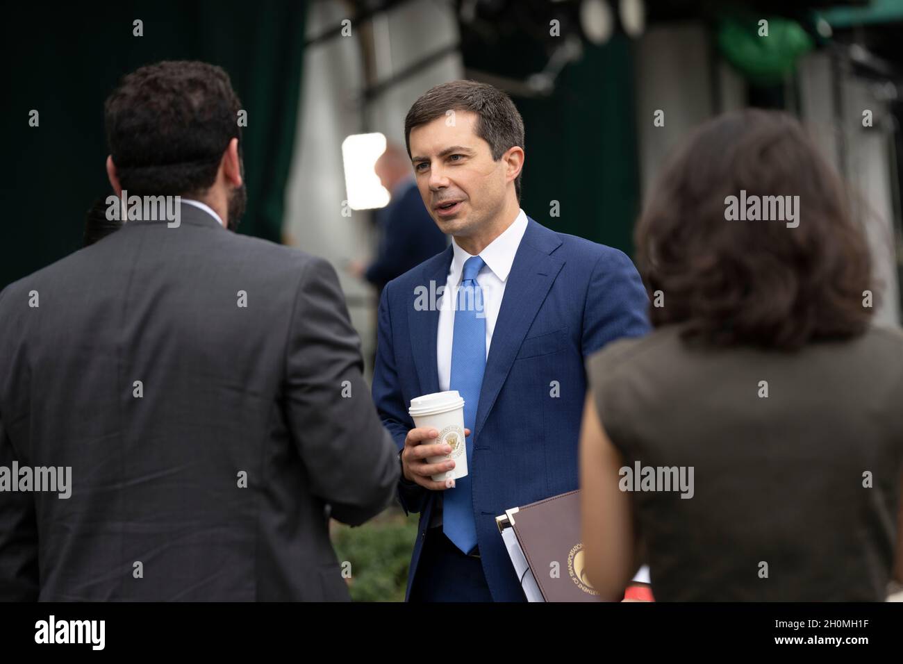 United States Secretary of Transportation Pete Buttigieg speaks with ...