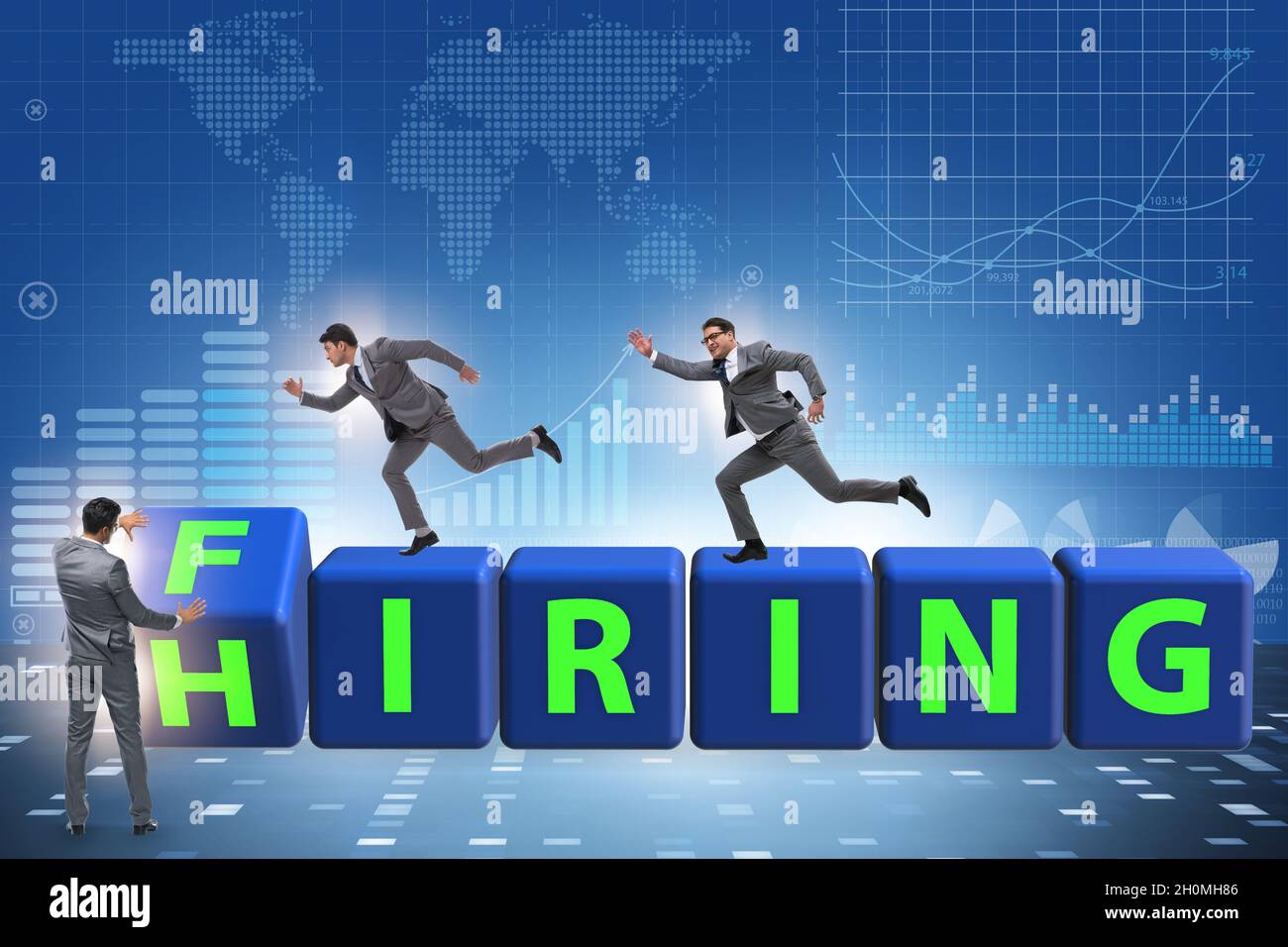 Hiring and firing concept with the turning cubes Stock Photo - Alamy
