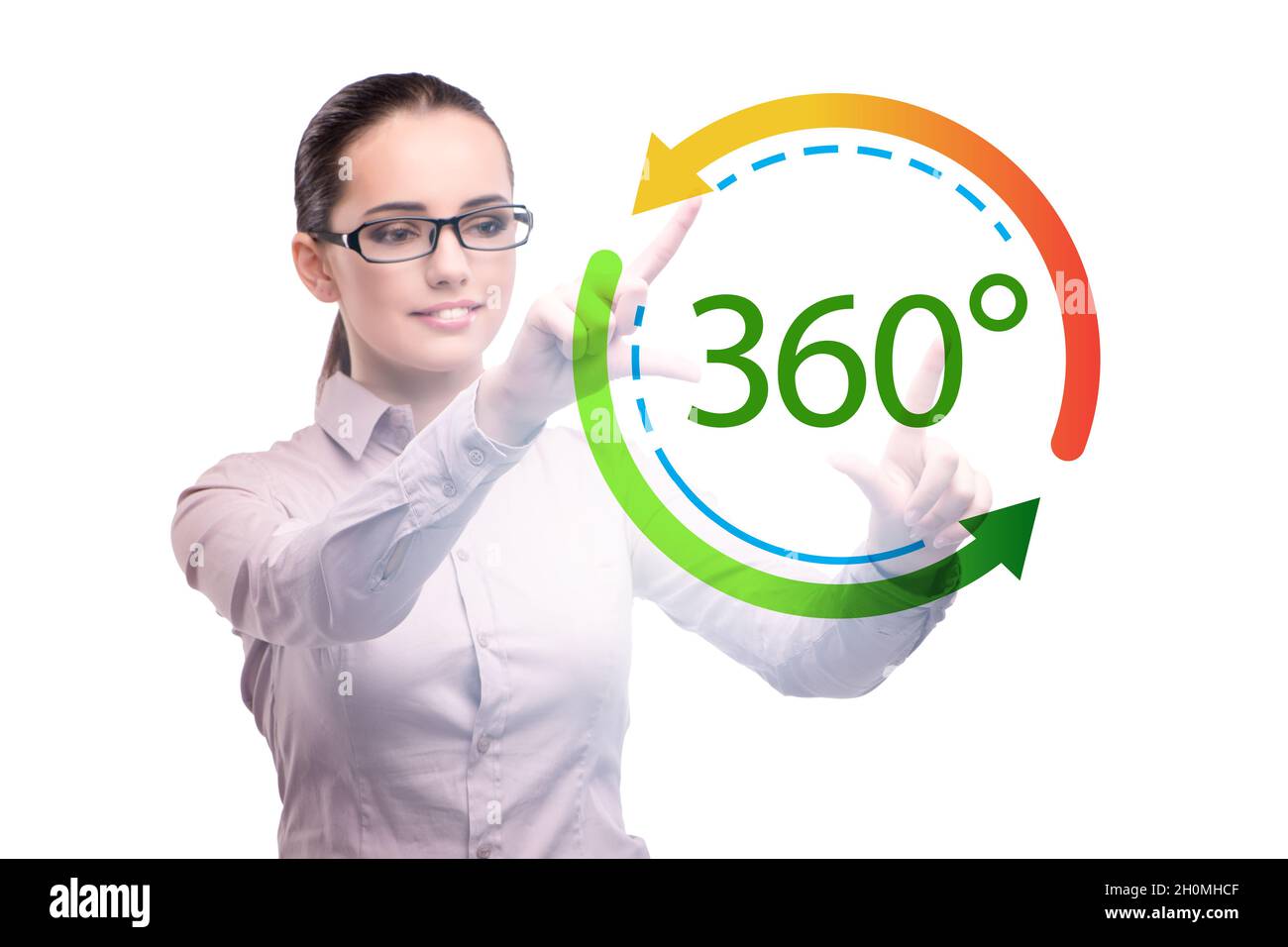 360 degree concept with the businesswoman Stock Photo - Alamy