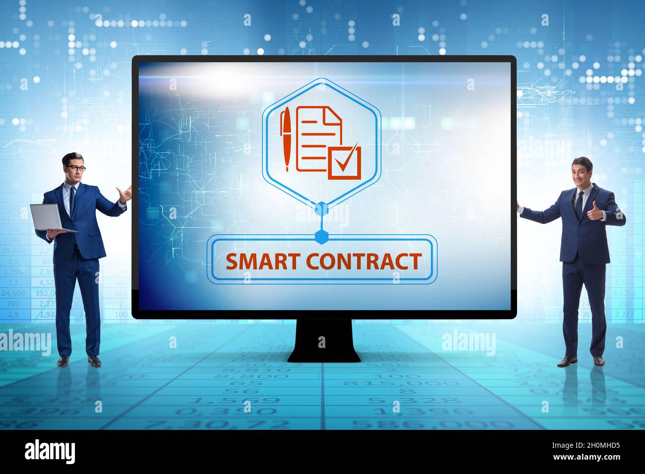 Smart contracts as illustration of the blockchain technology Stock ...