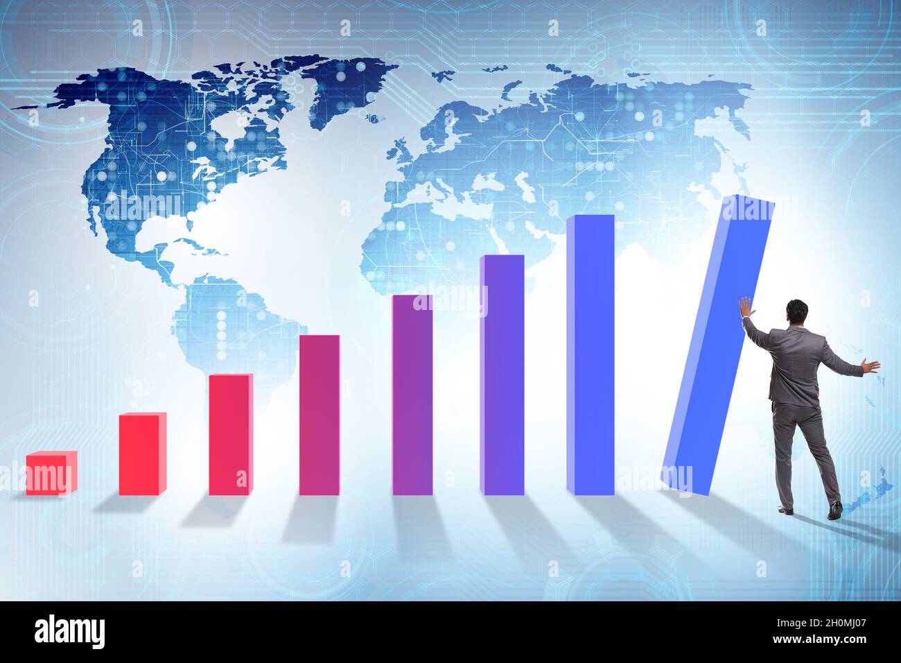 Businessman supporting economic growth on the chart Stock Photo - Alamy