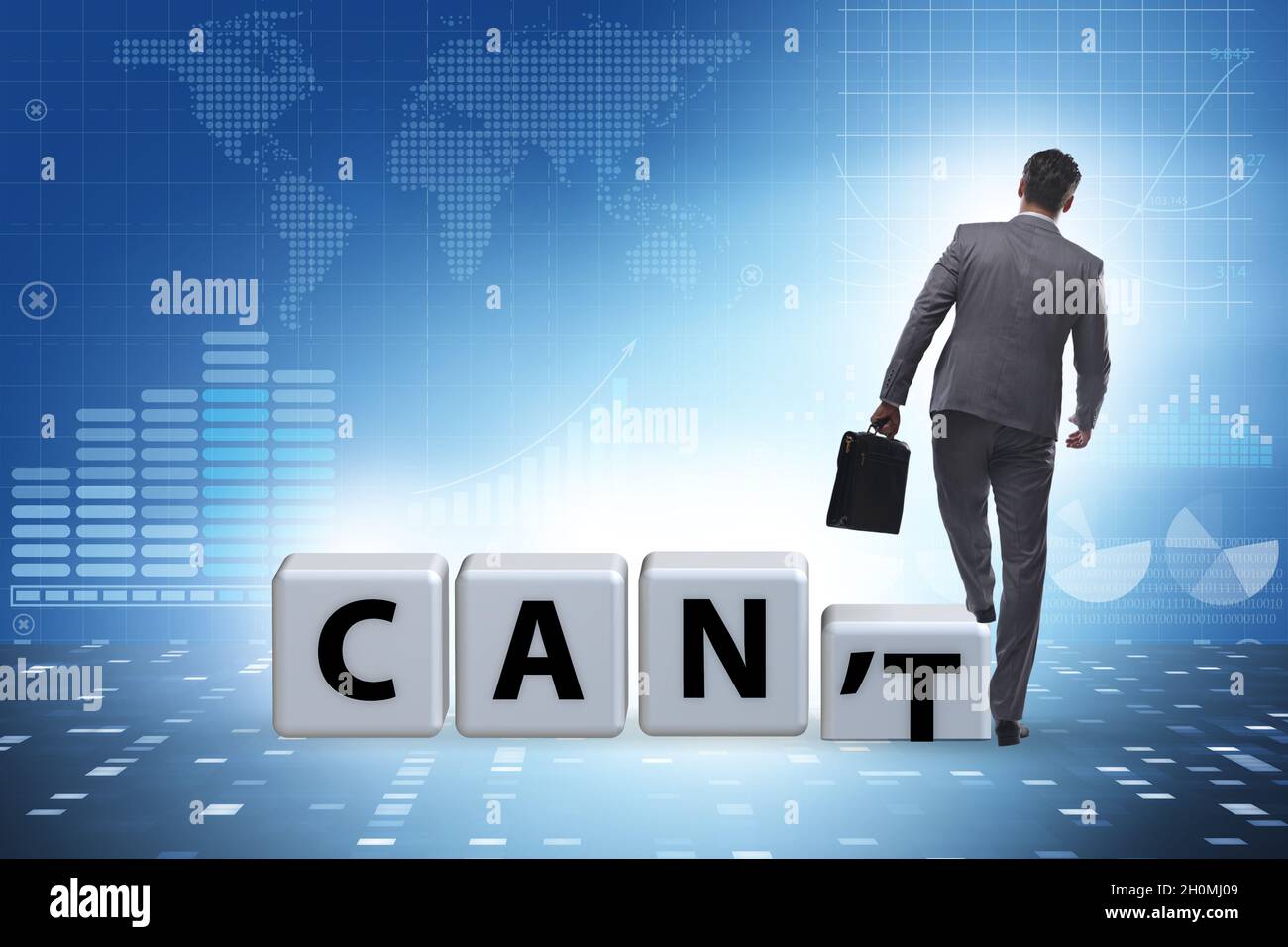 Determination concept with the rotating cubes Stock Photo - Alamy