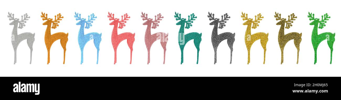 Collection of decorative christmas reindeer with glitter and shimmer in ...