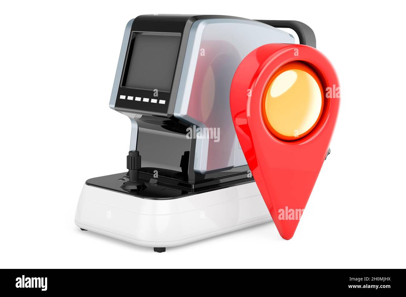 Autorefractometer with map pointer. 3D rendering isolated on white ...