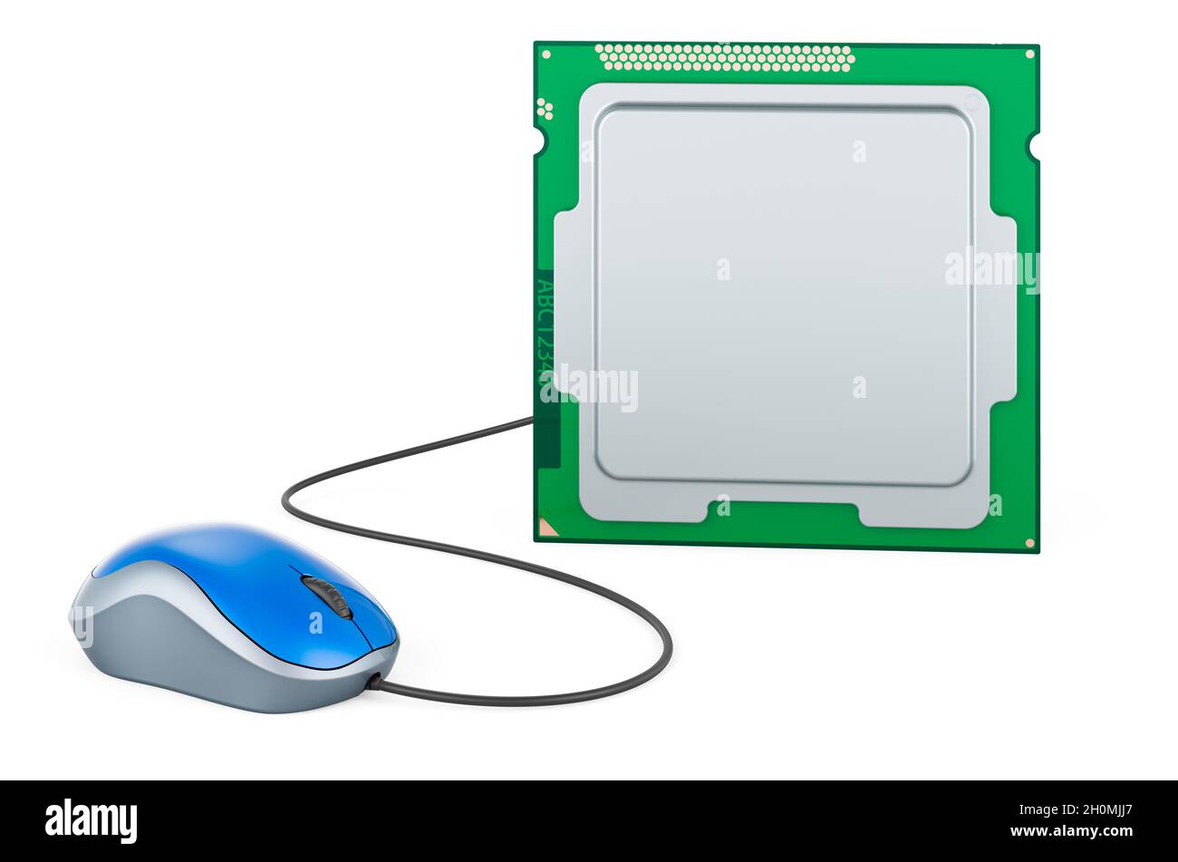 CPU, computer processor unit with computer mouse. 3D rendering isolated on white background ...