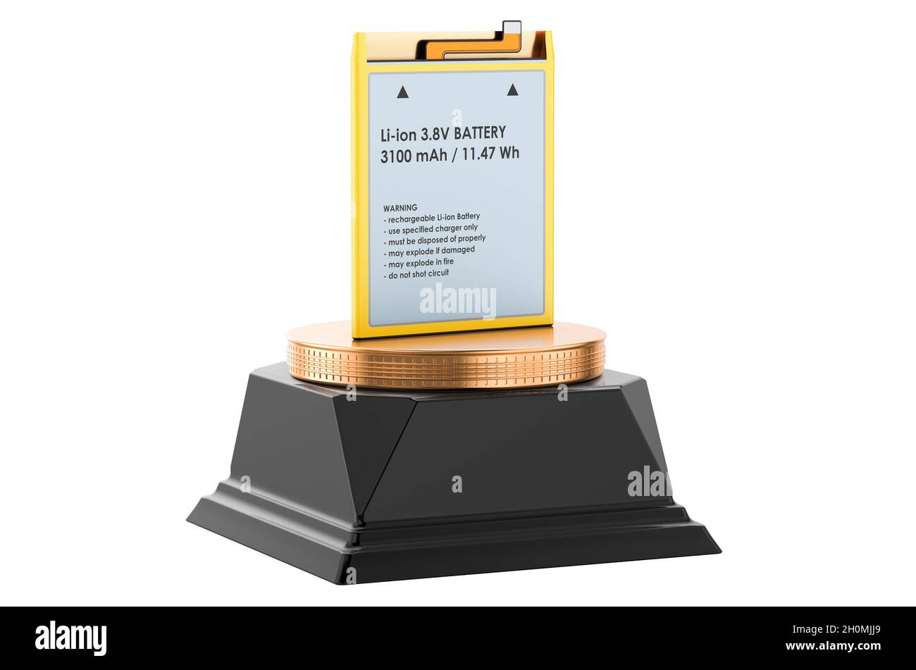 Lithium Ion Cell Phone Battery golden award concept. 3D rendering ...