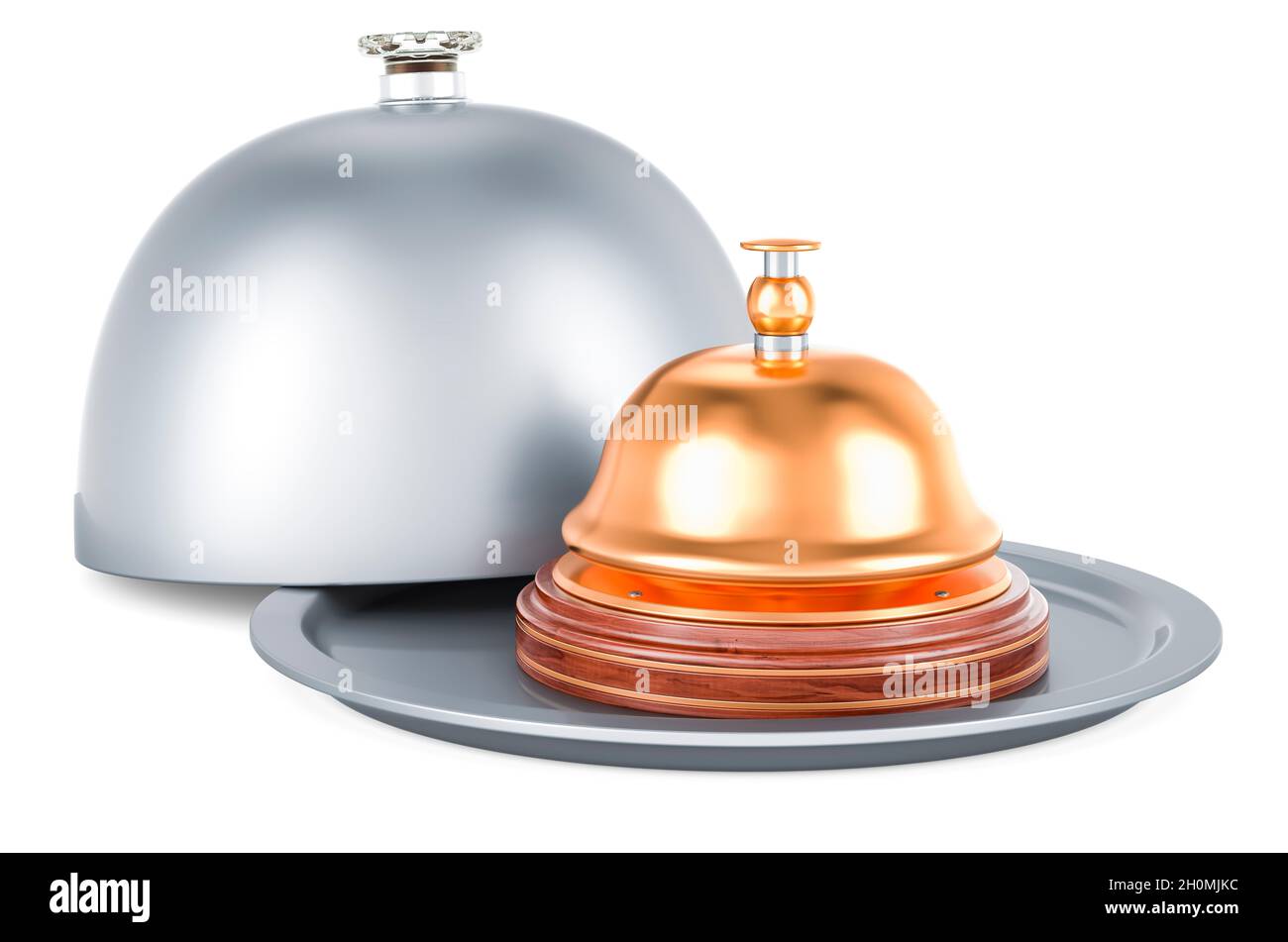 Restaurant cloche with reception bell, 3D rendering isolated on white ...