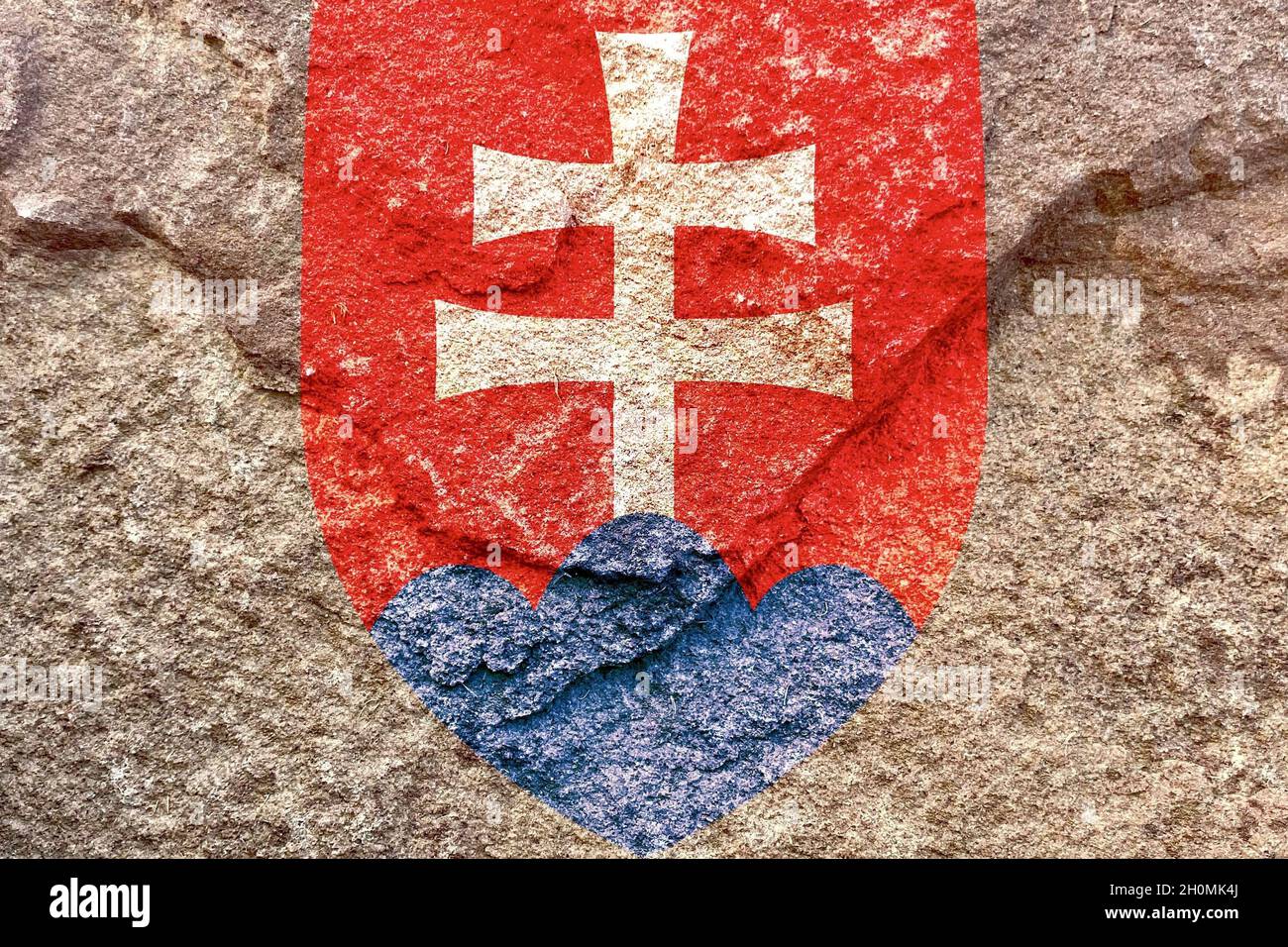 Creative design coat of arms of Slovakia isolated on weathered solid ...