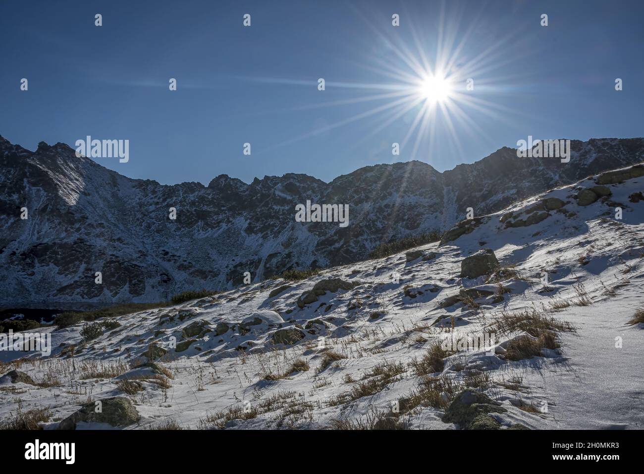 Winter view of the Valley of Five Lakes, or Dolina Pieciu Stawow in ...