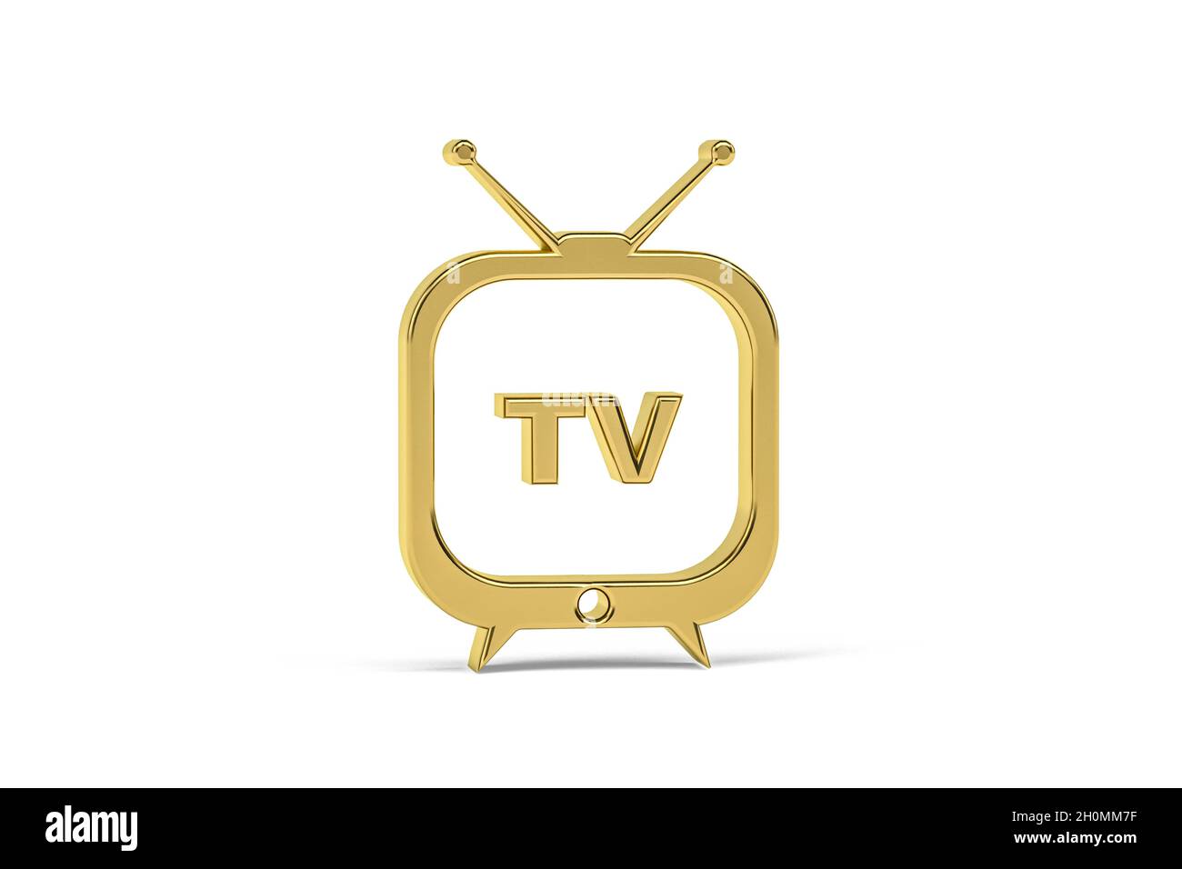 Golden 3d TV icon isolated on white background - 3D render Stock Photo ...