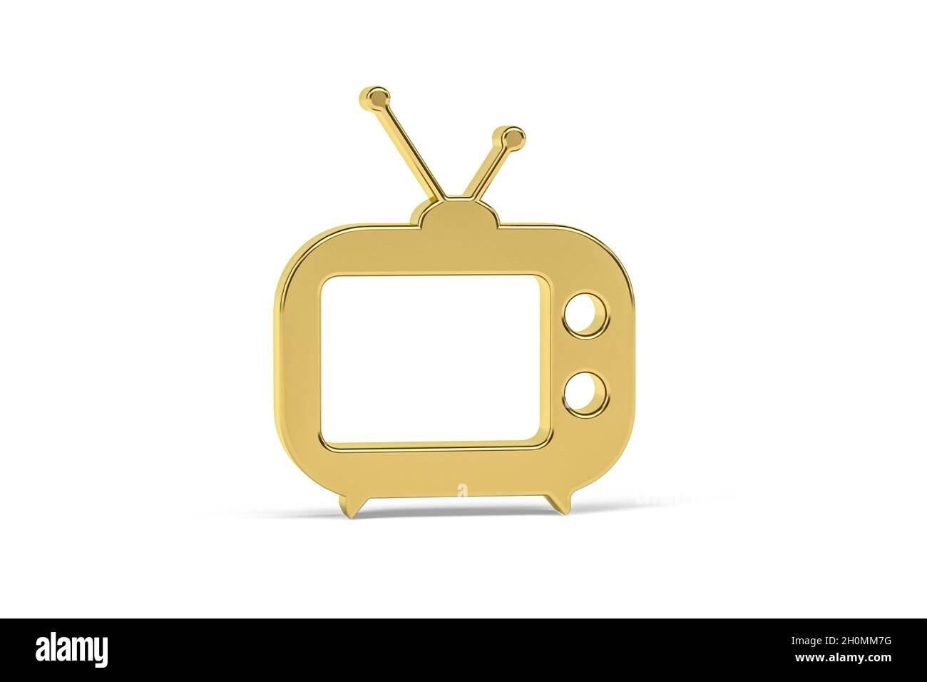 Golden 3d TV icon isolated on white background - 3D render Stock Photo ...