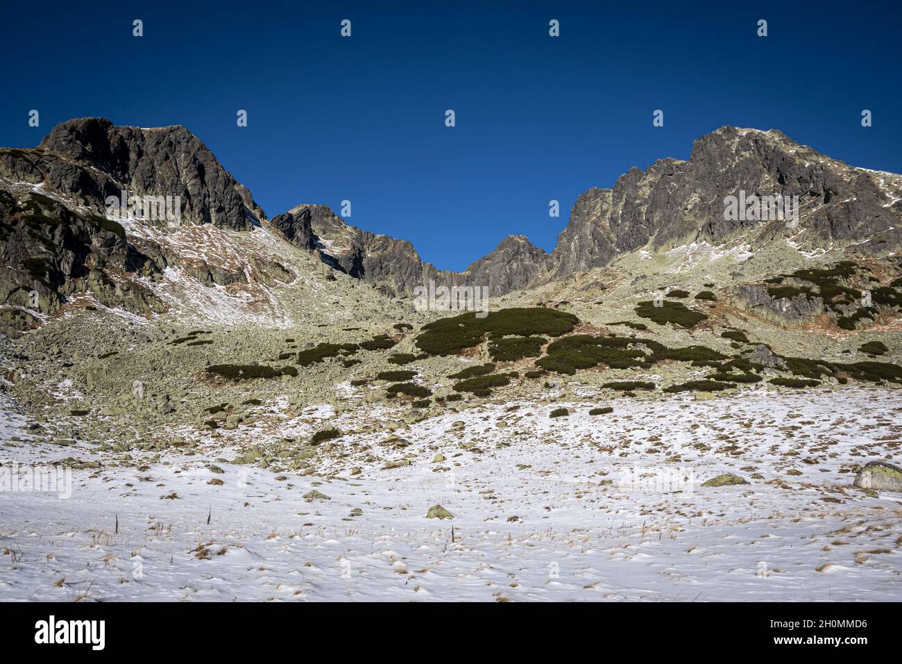 Winter view of the Valley of Five Lakes, or Dolina Pieciu Stawow in ...