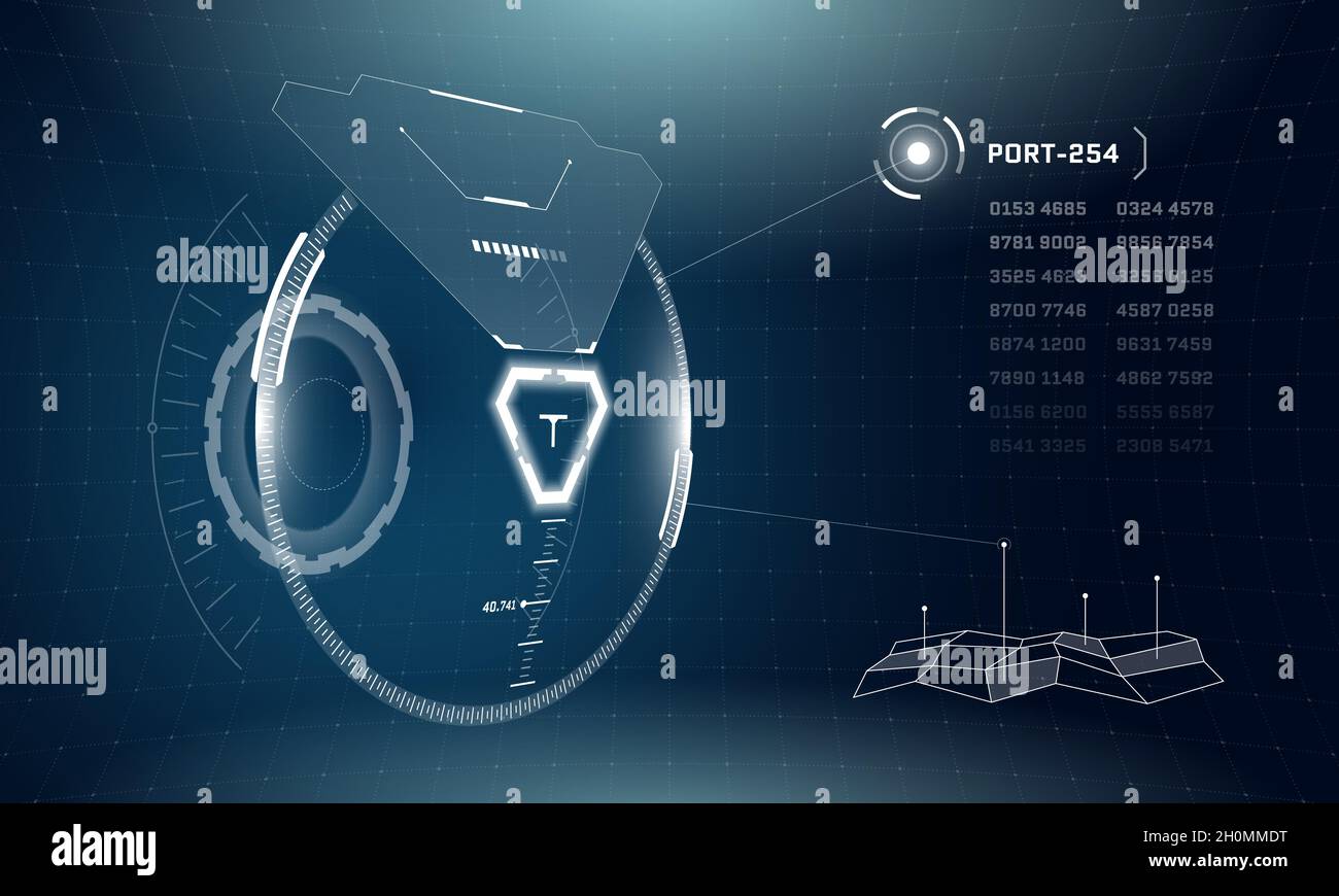 Abstract 3d futuristic technology HUD circle glowing elements. Digital ...