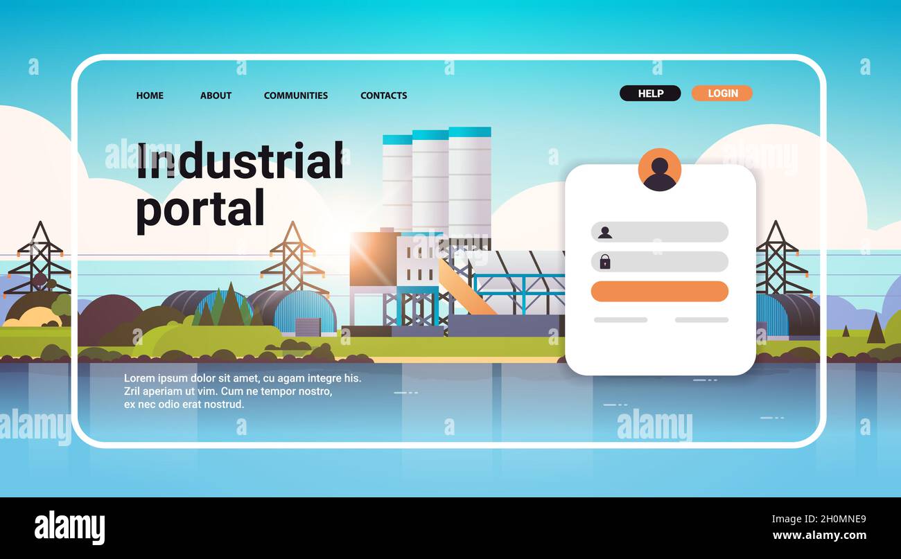 industrial portal website landing page template factories zone manufacturing plants power ...