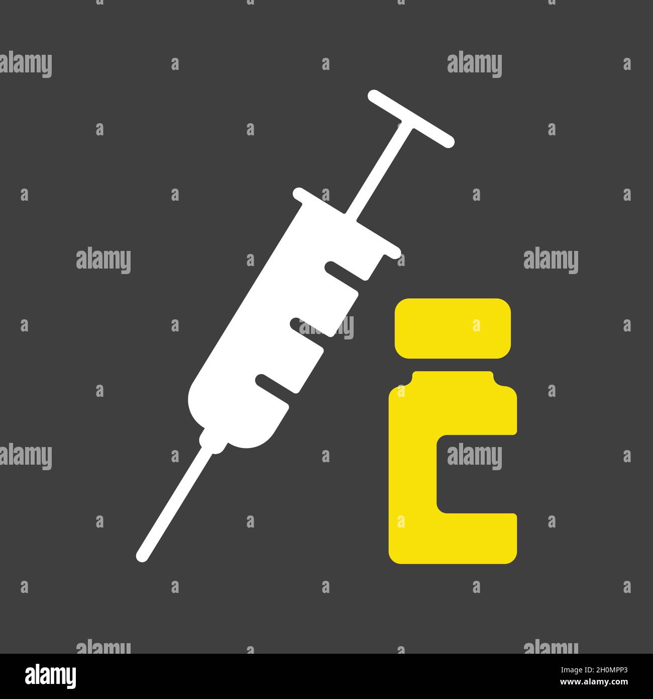 Medical ampoule and syringe vector glyph icon. Medical sign. Graph ...