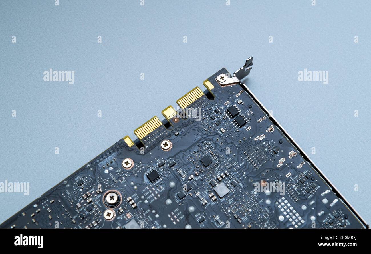 circuit board chip controller of the new powerful GPU video card Stock ...
