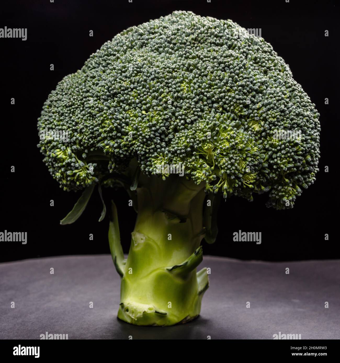 BROCKOLI CABBAGE IN THE FORM OF A GREEN TREE ON A BLACK BACKGROUND ...