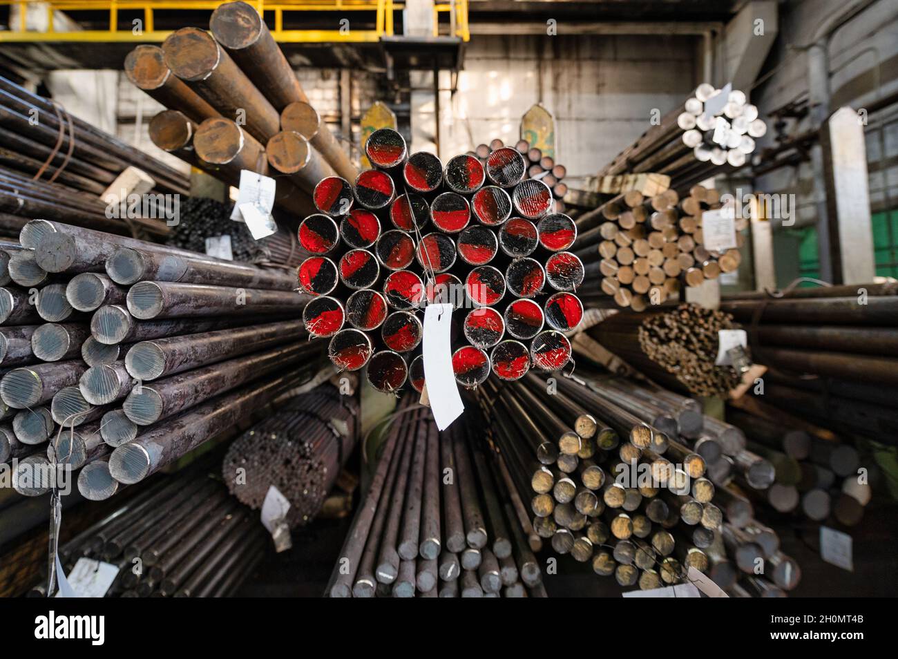 Bundle of hexagonal metal rods, hot rolled steel Stock Photo - Alamy