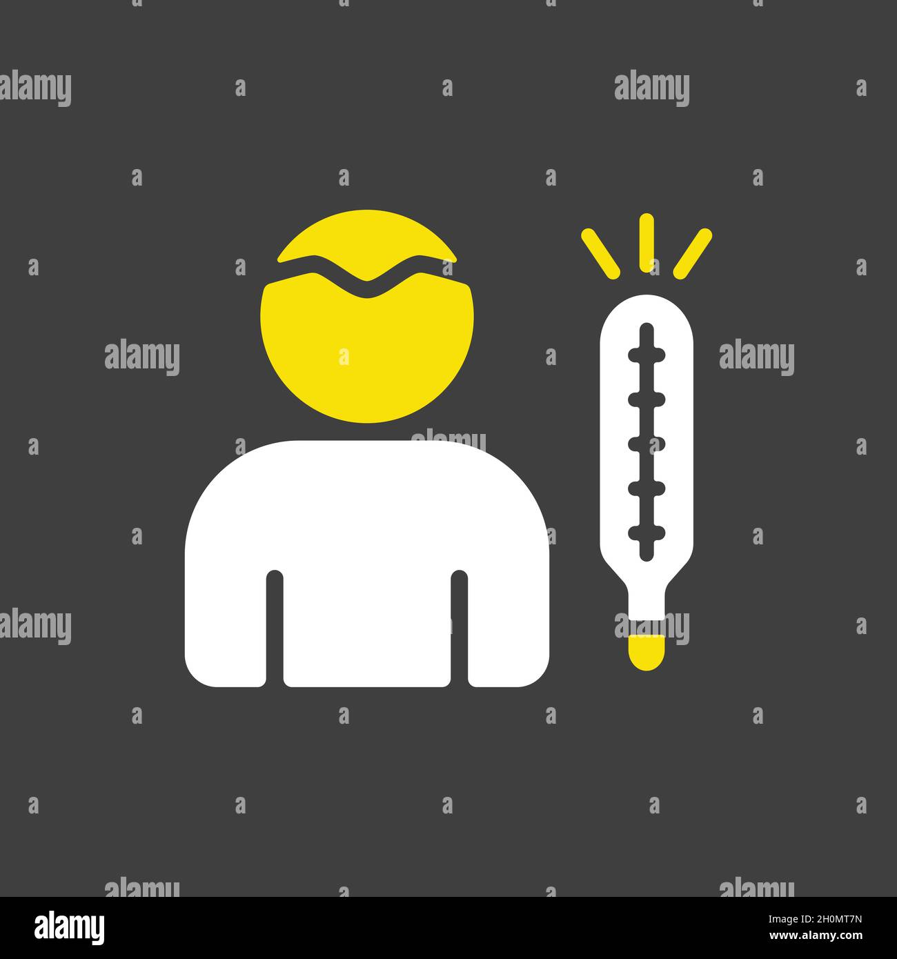 Fever High temperature vector glyph icon. Covid sign. Graph symbol for ...