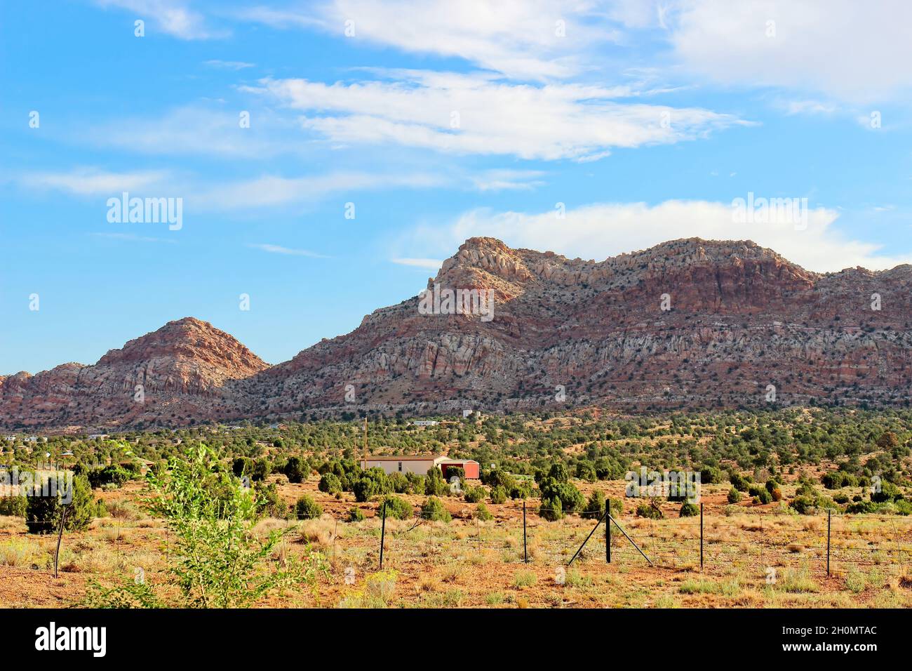 Arizona Mountain Range Overlooking Fertile High Desert Valley Stock ...