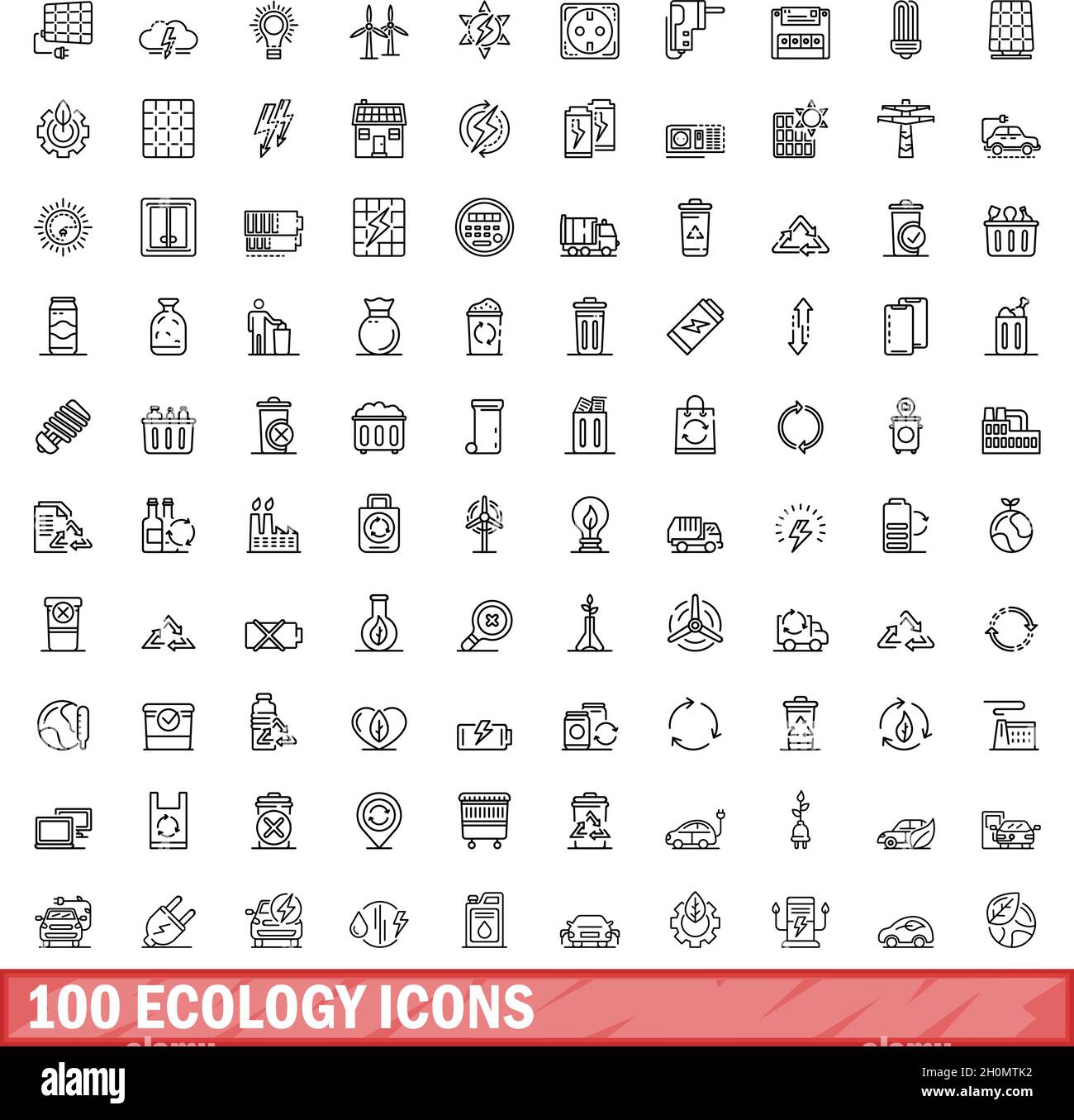 100 ecology icons set. Outline illustration of 100 ecology icons vector ...